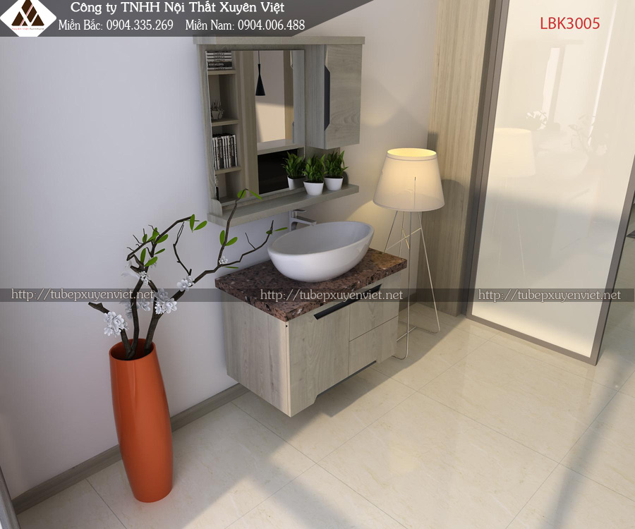 Mẫu tủ lavabo vân gỗ LBK3005